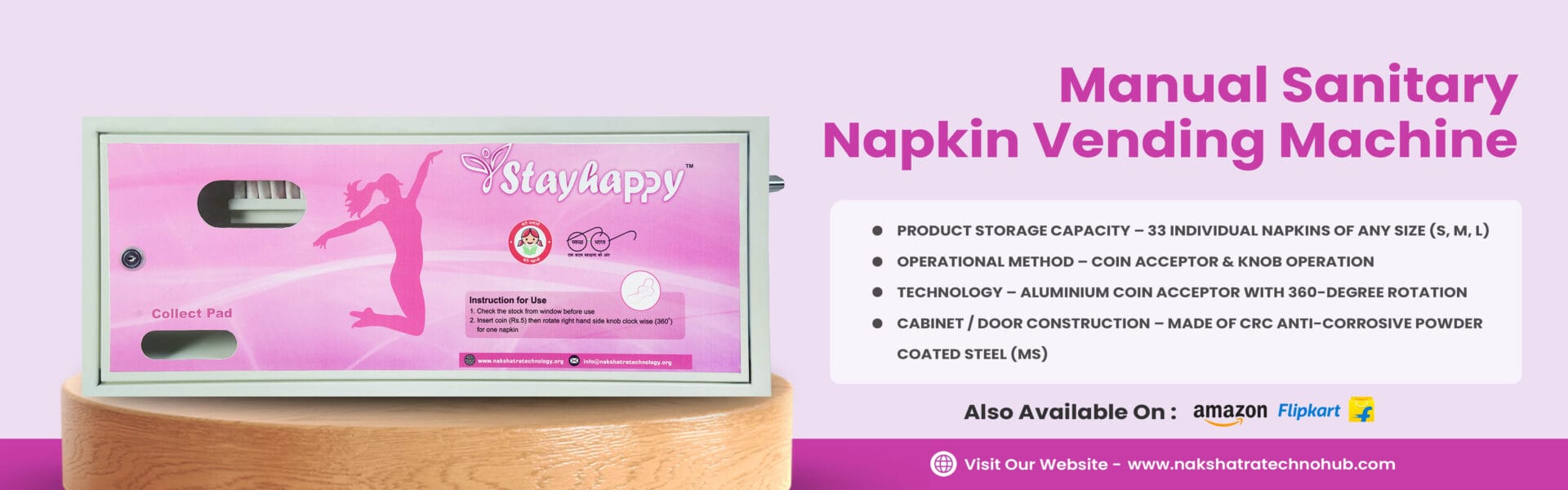 Coin Operated Manual Sanitary Napkin Vending Machine - 33 Pads