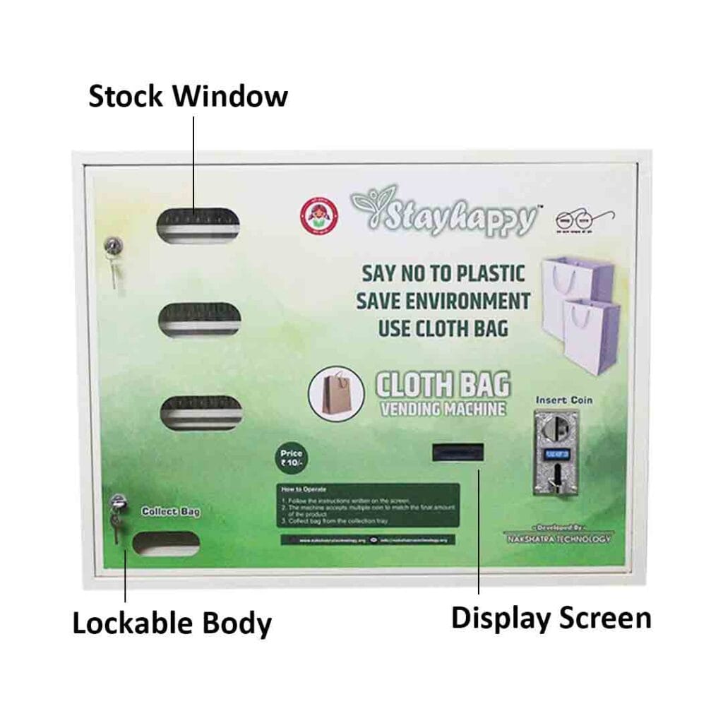 Coin Operated Eco-Friendly Cloth Bag Dispenser (100 Bags)